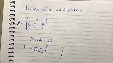 inverse of a 3x3 matrix example 1 youtube