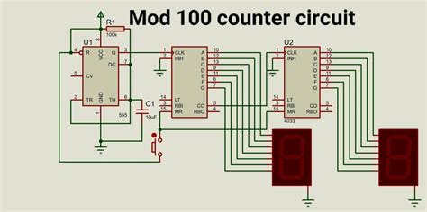 0 to 99 counter circuit using 555 timer and cd4033 ic counter circuits