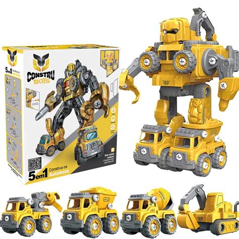 Robô carrinho 5 em 1 monta E desmonta construbots mega compras Submarino