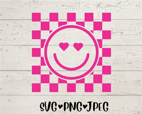 Checkered Heart Eyes Smile Face Svg Smile Faces Svg Checkered Svg