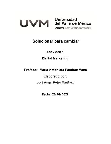 Actividad 1 Digital Marketing Solucionar Para Cambiar Actividad 1