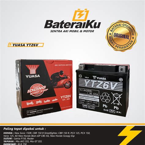 Jual Aki Motor Yuasa YTZ6V Aki Kering Aki Motor Nmax New Scoopy Vario