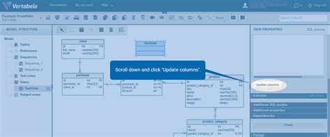 vertabelo feature snowflake support vertabelo database modeler