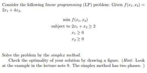 solved consider the following linear programming lp