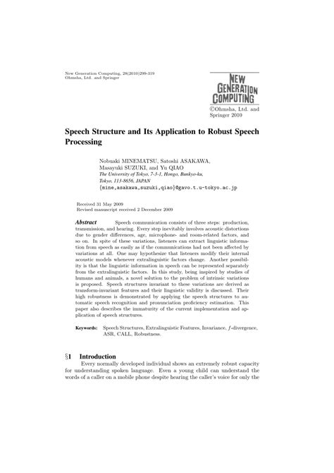 pdf speech structure and its application to robust speech processing