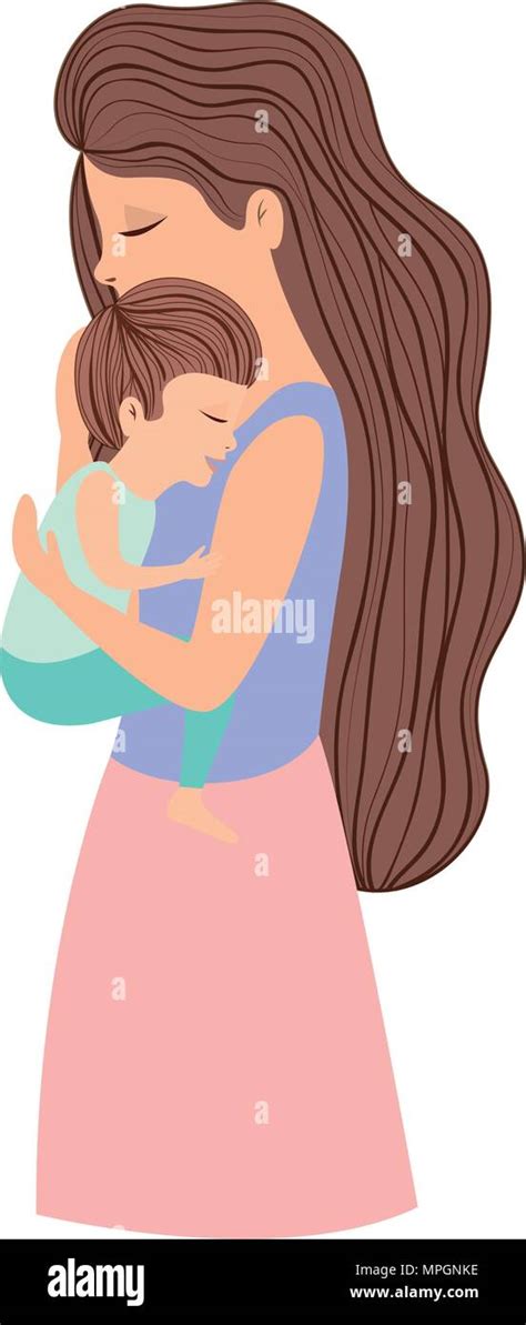 Mother Lifting Son Characters Stock Vector Image Art Alamy