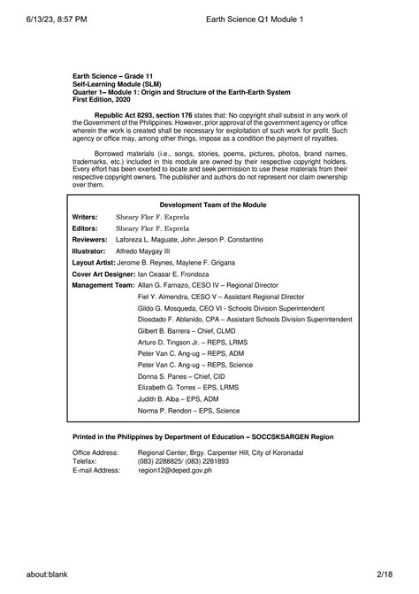 SOLUTION Earth Science Q1 Module 1 Studypool