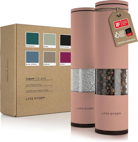 LARS NYSØM Salt and Pepper Mills Set Stainless Steel with Adjustable