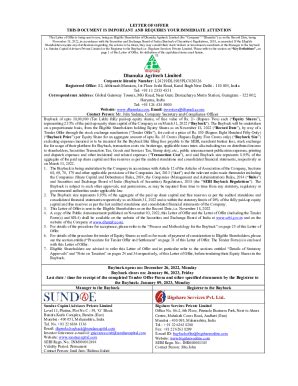 Fillable Online Updates On Buyback Offer Letter Of Offer Company