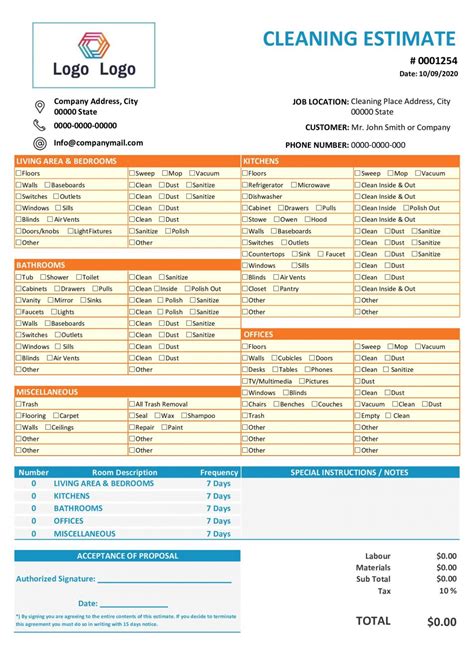 Commercial Cleaning Free Printable Janitorial Checklist Template