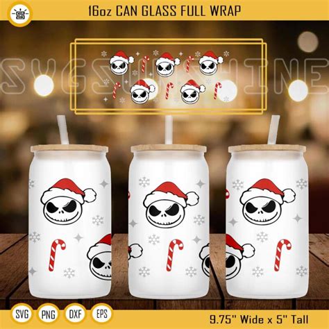 BRIGHT SIDE Halloween Libbey Can Glass 16 Oz SVG GHOST Halloween Can