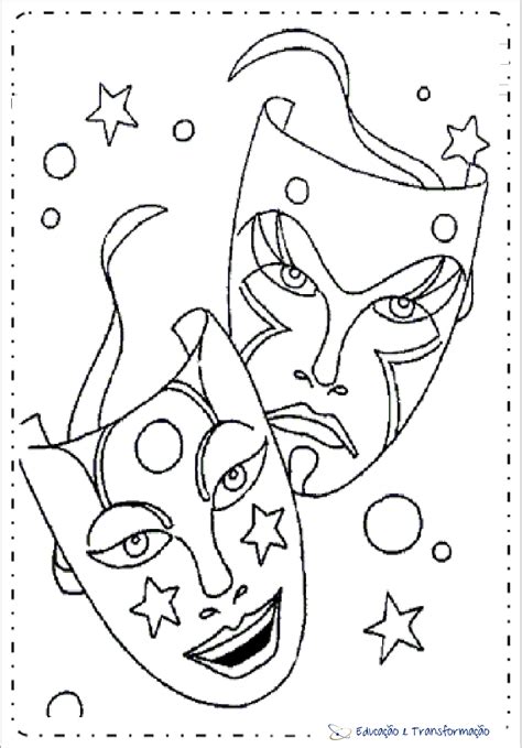 Desenhos de Carnaval para colorir Máscaras Educação e Transformação