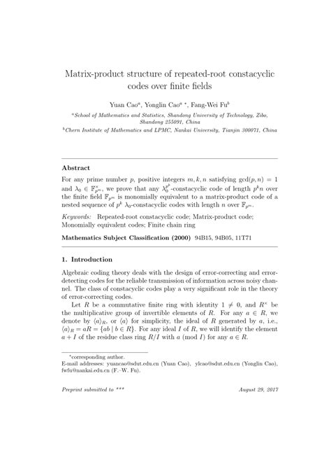 pdf matrix product structure of repeated root constacyclic codes over finite fields