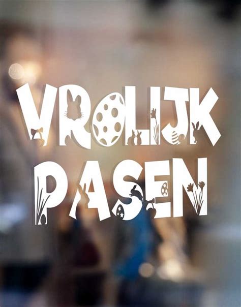 Raamsticker Pasen Vrolijk Pasen Bol
