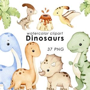 Dinosaurios acuarela clipart dino clip art decoración de vivero de