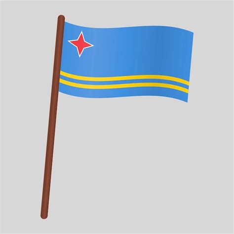 Premium Vector Flag Of The Country Aruba Flag On The Flagpole