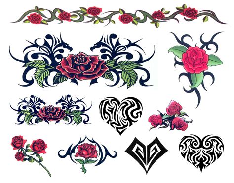 Hearts With Roses Tattoos