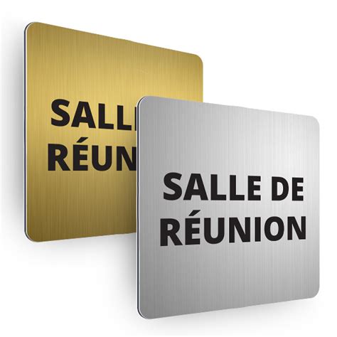 Plaque de porte aluminium brossé pictogramme salle de réunion signa print