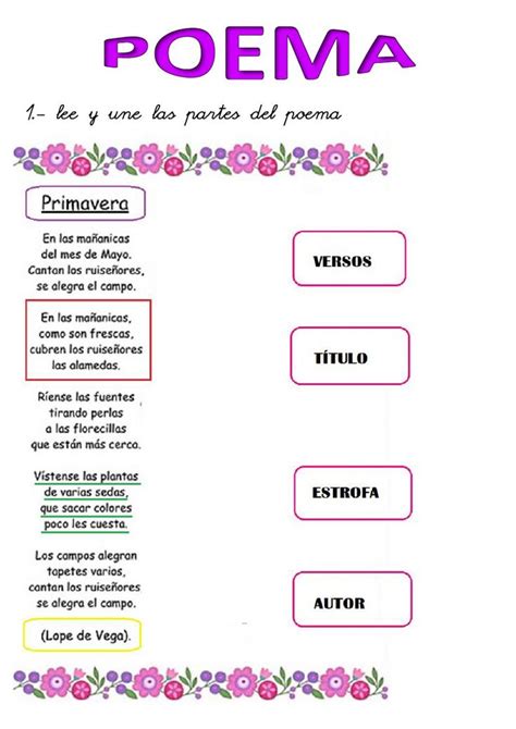Poema Worksheet For Primario Poemas Poemas De Primavera Lectura De