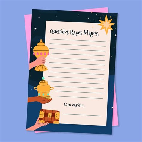 Plantilla De Carta De Reyes Magos Plana Vector Gratis