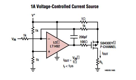 Operational Amplifier Current Source With MOSFET Electrical