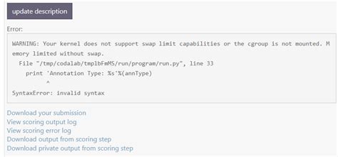 Evaluated Errors SyntaxError Invalid Syntax Issue 3259 Codalab