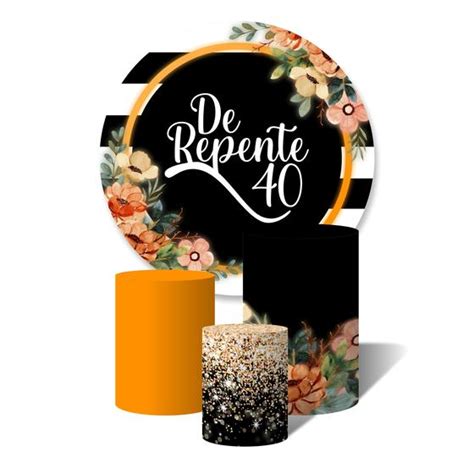 Trio De Capa Cil Ndricas Painel De Repente Neon Flores Brilho