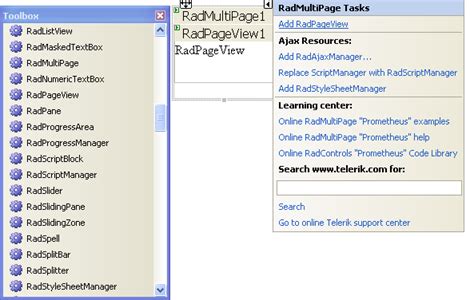 Telerik Web Forms Tab Strip Design Time Design Time Support For