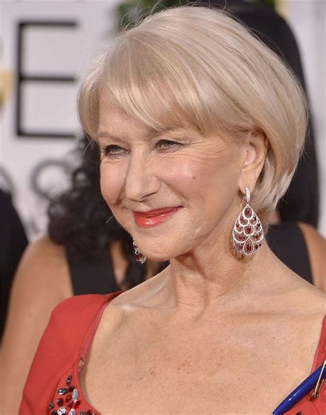 Kurzer Bob Hellblond Gestuft Mit Pony Helen Mirren Bob Frisur Frauen