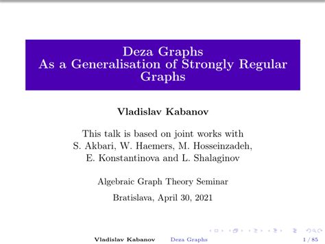 pdf deza graphs as a generalisation of strongly regular graphs