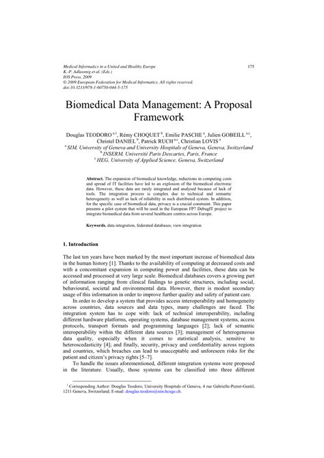 pdf biomedical data management a proposal framework