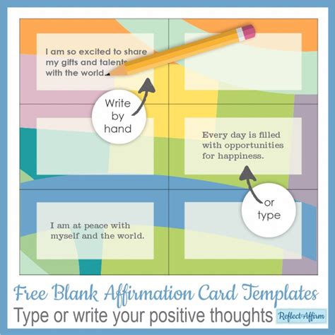 Blank Affirmation Card Templates Free Printable Reflect Affirm