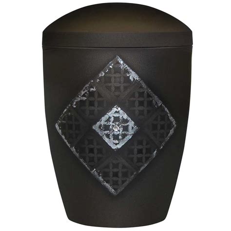 Designer Urne BioTec3 Handbemalt Raute Anthrazit Bio Tec3 Urnen