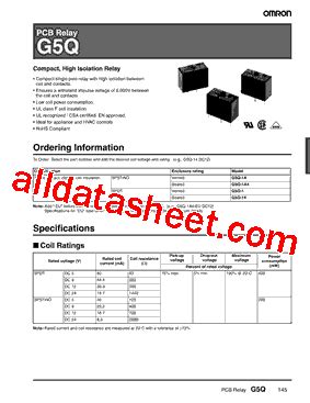 G5Q 1A Datasheet PDF Omron Electronics LLC