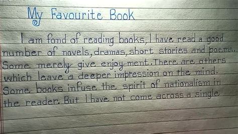 My Favourite Book Essay In English Paragraph Handwriting Practice