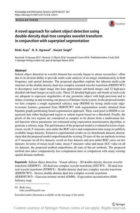 a novel approach for salient object detection using double density dual tree complex wavelet