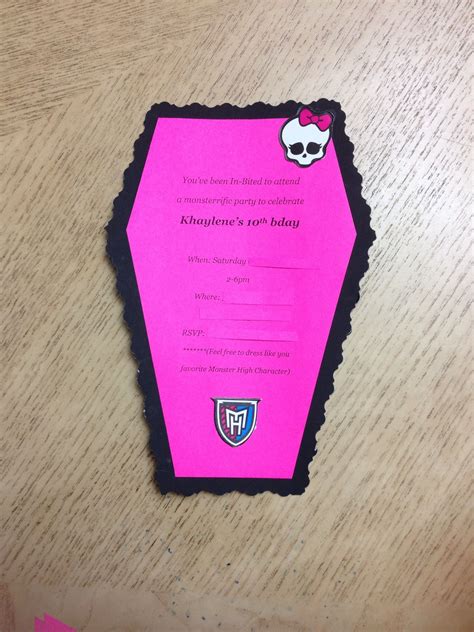 Homemade Monster High Invitation Monster High Birthday Monster High Party Diy Invitations