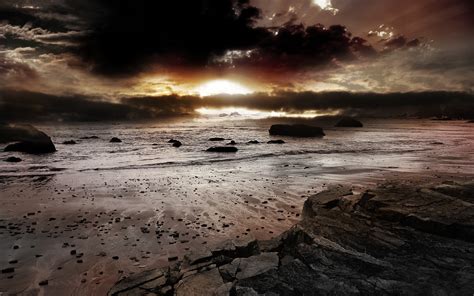 Wallpaper Sunlight Sunset Sea Rock Nature Shore Sand