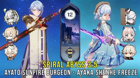 C0 Ayato Sunfire Burgeon And C0 Ayaka Shenhe Freeze Genshin Impact