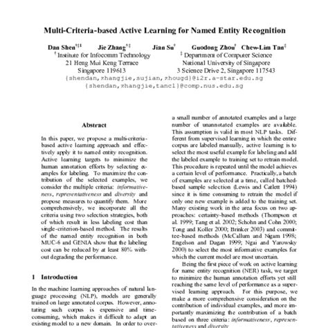 multi criteria based active learning for named entity recognition acl anthology