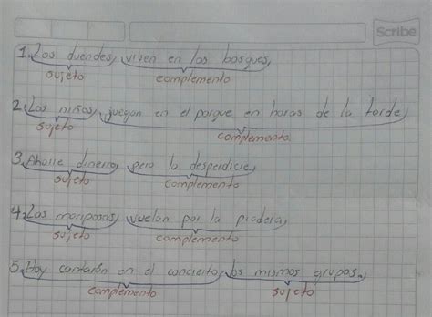 1 los duendes viven en los bosques 2 los niños juegan en el parque en