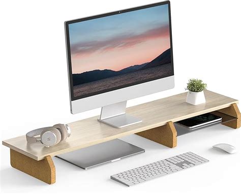Fenge R Hausseur D Cran En Bois Support De Moniteur Support D