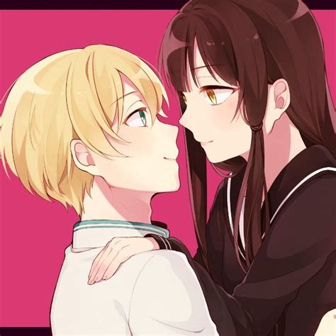 Matching PFP Icon Couple Blond Hair Black Brown Hair Personagens