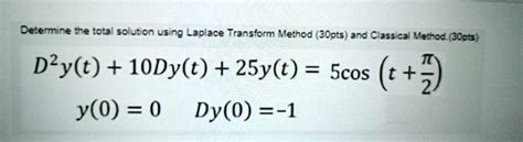 solved determine the total solution using laplace transform method 30 pts and classical