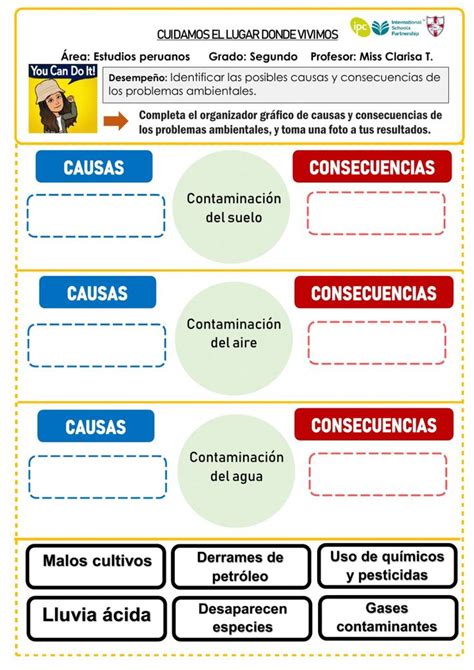 Causas Y Consecuencias De Problemas Ambientales Worksheet Problema