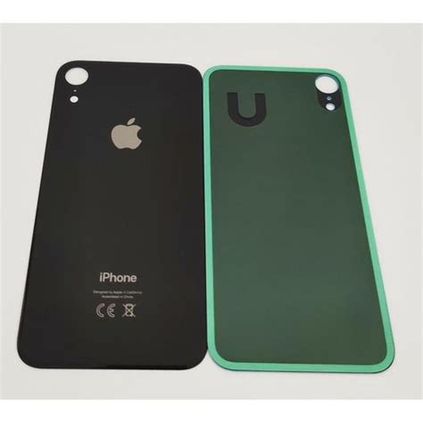 Vitre ecran arrière iPhone XR Couleur NOIR AVEC LOGO ET CE GRAND TROU