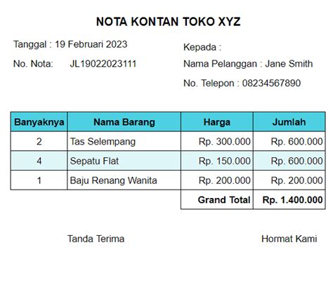 Pahami Nota Kontan Fungsi Cara Membuat Dan Contohnya