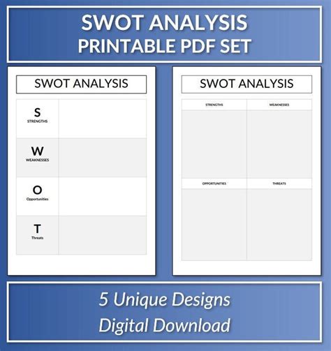 SWOT Analysis Printable PDF Set Etsy