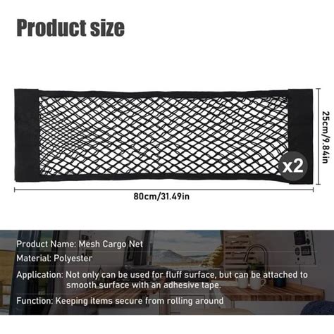 80x25cmLot De 2 Filets De Rangement Pour Voiture Caravane Bateau SUV