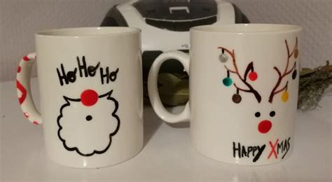 Mugs de Noël Weihnachtsbasteln Tassen beschriften Basteln